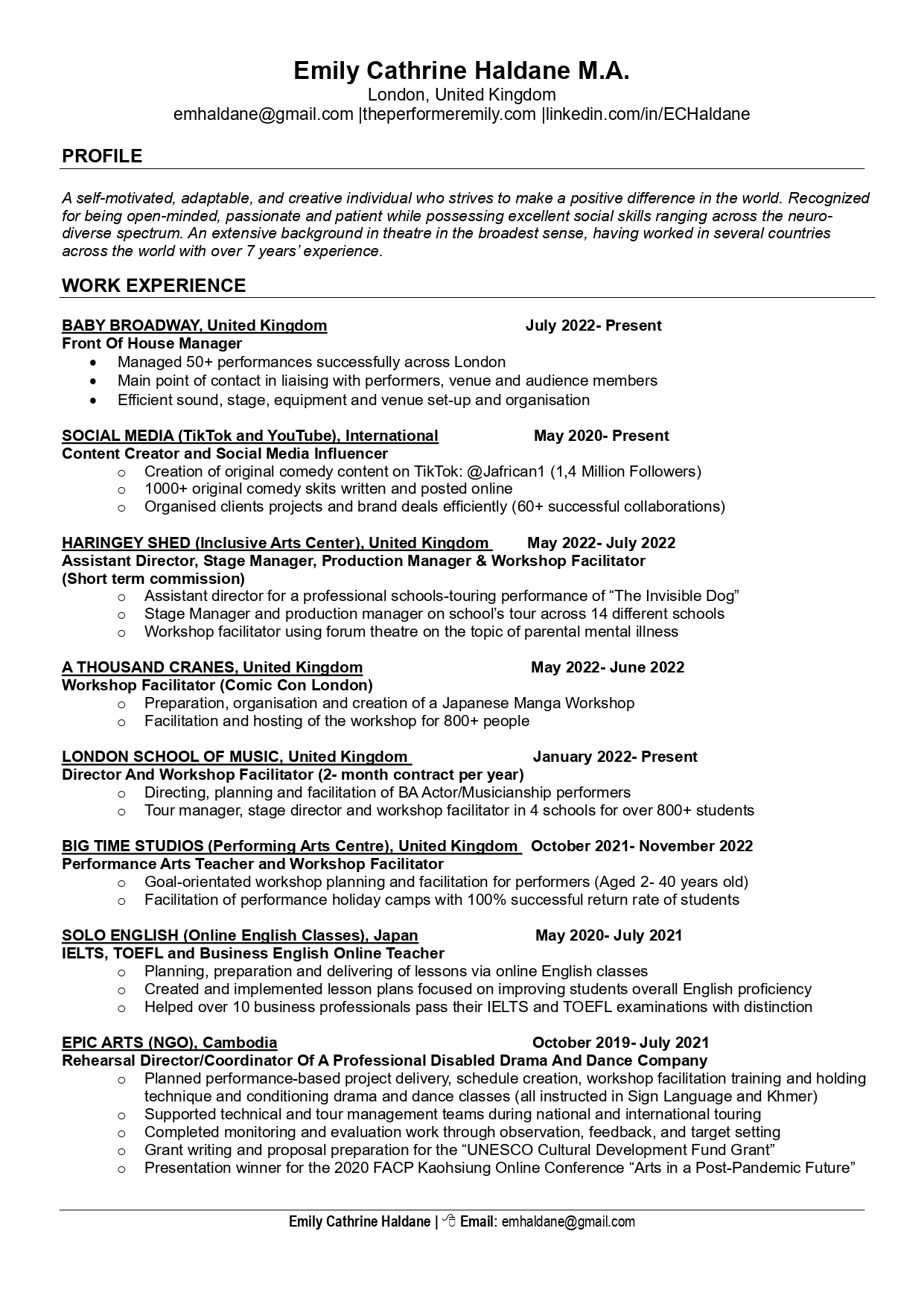 About Me – Emily Cathrine Haldane